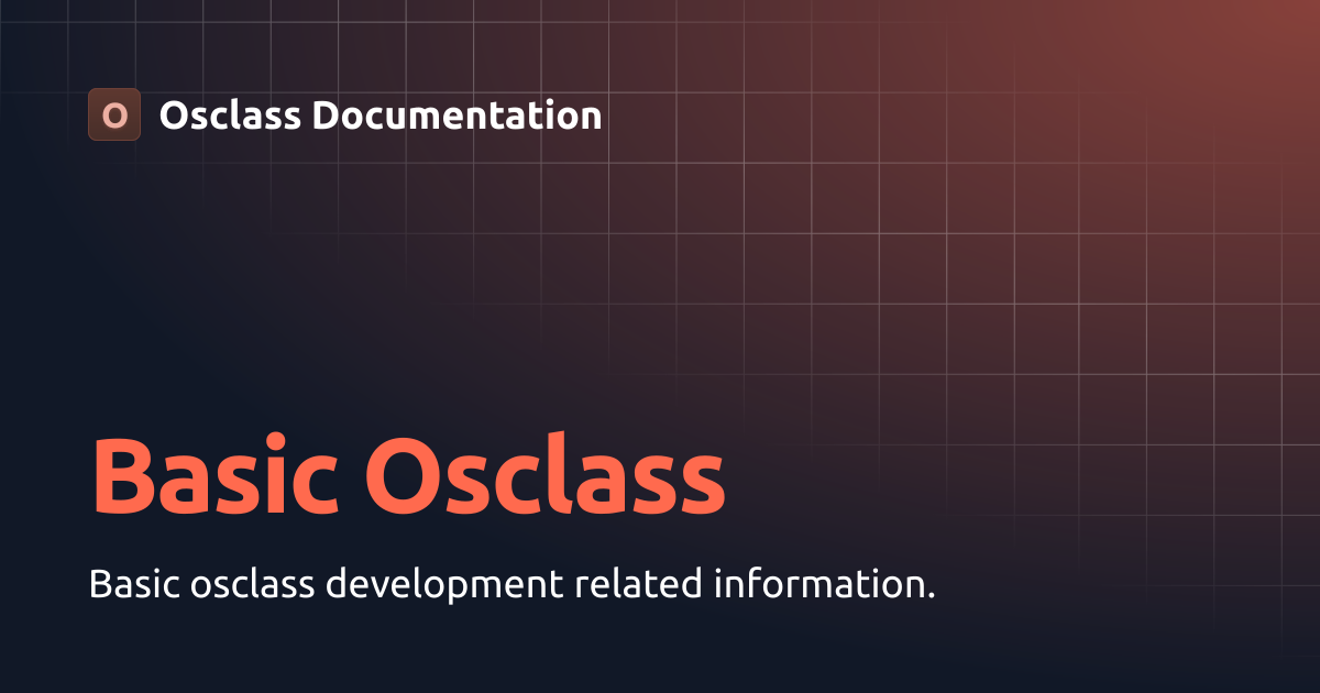 Basic Osclass | Osclass Documentation
